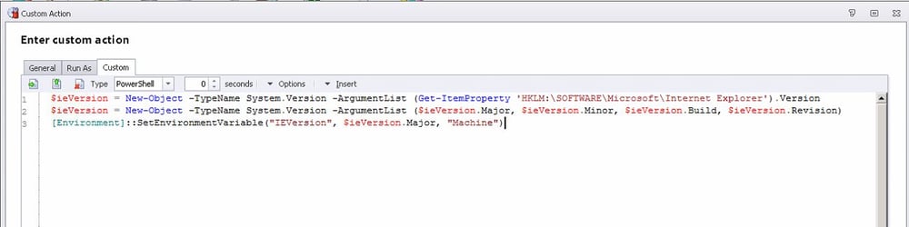 How to check Internet Explorer version in AppSense