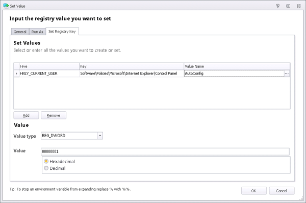 Disabling Internet Explorer “Automatically detect settings”