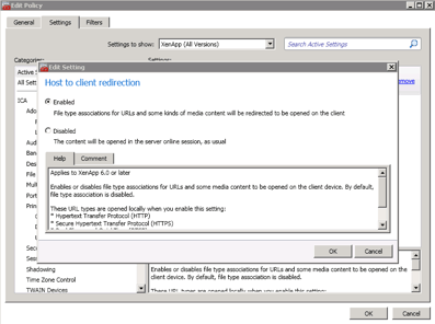 Using host-to-client redirection in Citrix XenApp