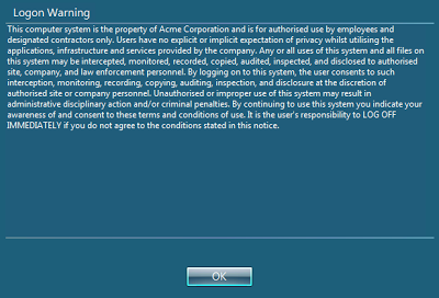 LegalNoticeCaption and LegalNoticeText through AppSense